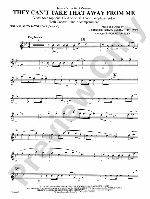 They Can't Take That Away from Me: Optional Solo Alto Saxophone ...