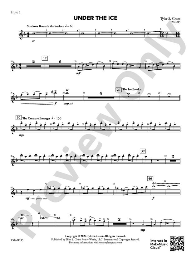 Under the Ice: 1st Flute: 1st Flute Part: Tyler S. Grant - Digital ...