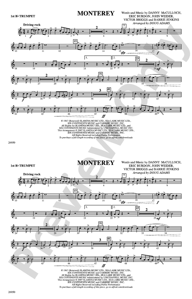Monterey: 1st B-flat Trumpet: 1st B-flat Trumpet Part - Digital Sheet ...