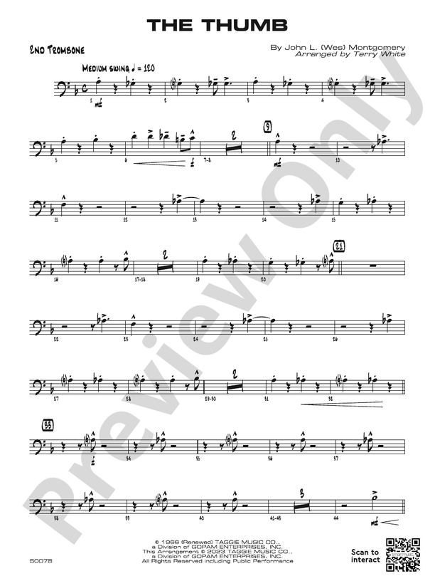 The Thumb: 2nd Trombone: 2nd Trombone Part - Digital Sheet Music Download