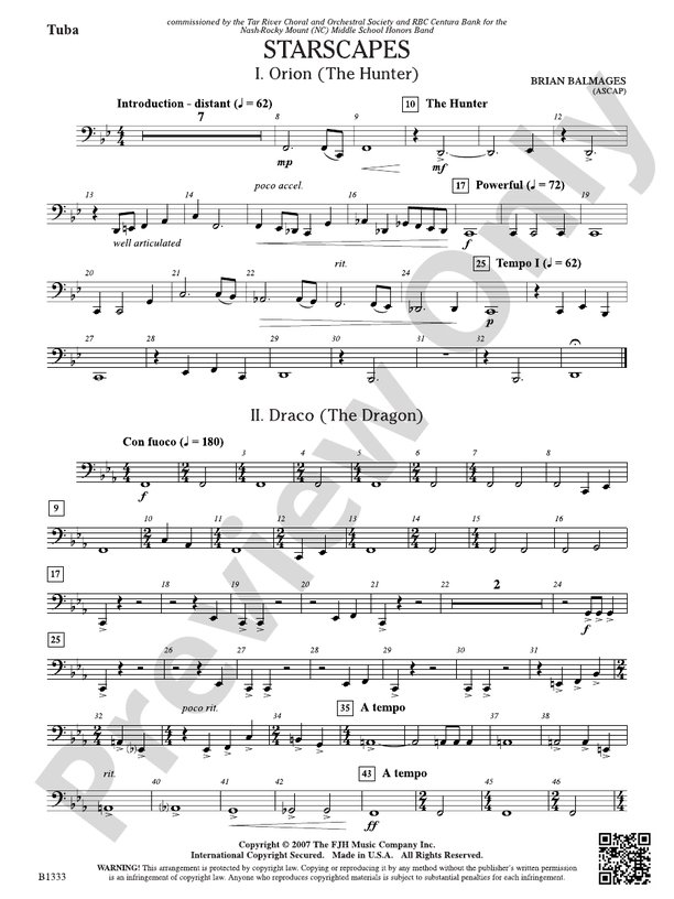 Starscapes: Tuba: Tuba Part: Brian Balmages - Digital Sheet Music Download