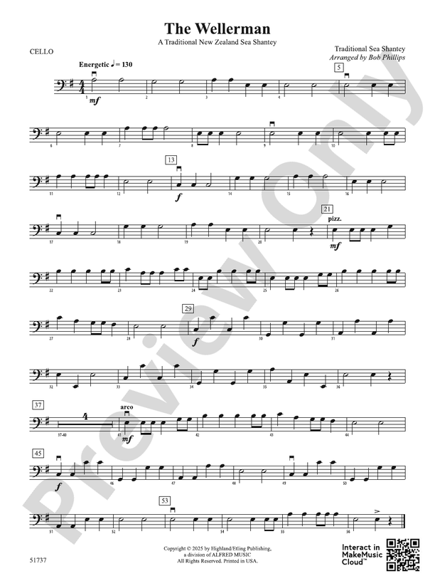 The Wellerman: Cello: Cello Part - Digital Sheet Music Download