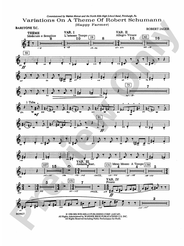 Variations on a Theme of Robert Schumann: Baritone T.C.: Baritone T.C ...