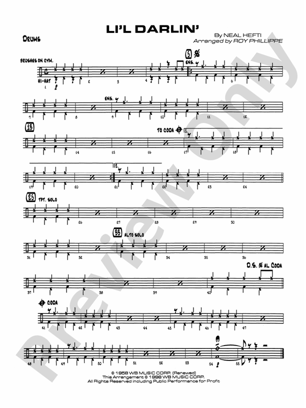 Li'l Darlin': Drums: Drums Part - Digital Sheet Music Download