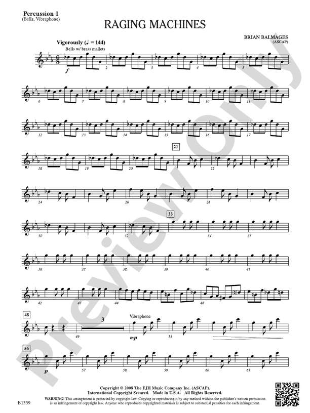 Raging Machines: Percussion 1: Percussion 1 Part: Brian Balmages ...