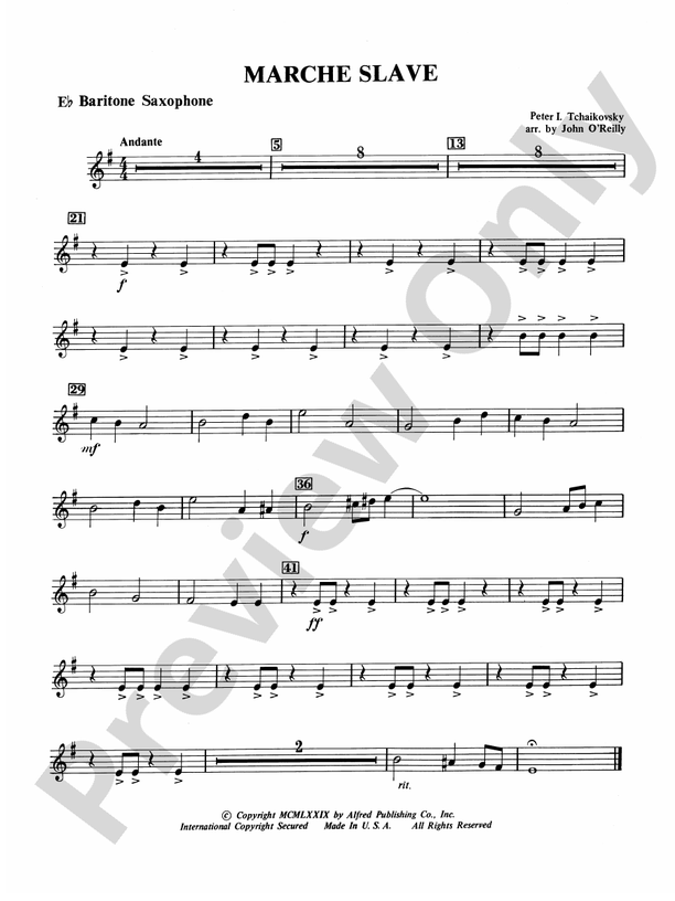 Marche Slave E Flat Baritone Saxophone E Flat Baritone Saxophone Part
