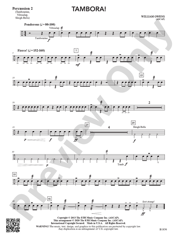 Tambora!: Percussion 2: Percussion 2 Part: William Owens - Digital Sheet Music Download