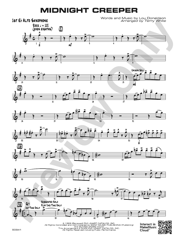 Midnight Creeper: E-flat Alto Saxophone: E-flat Alto Saxophone Part - Digital Sheet Music Download
