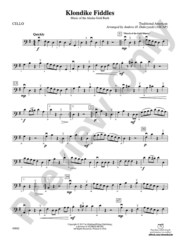 Klondike Fiddles: Cello: Cello Part - Digital Sheet Music Download