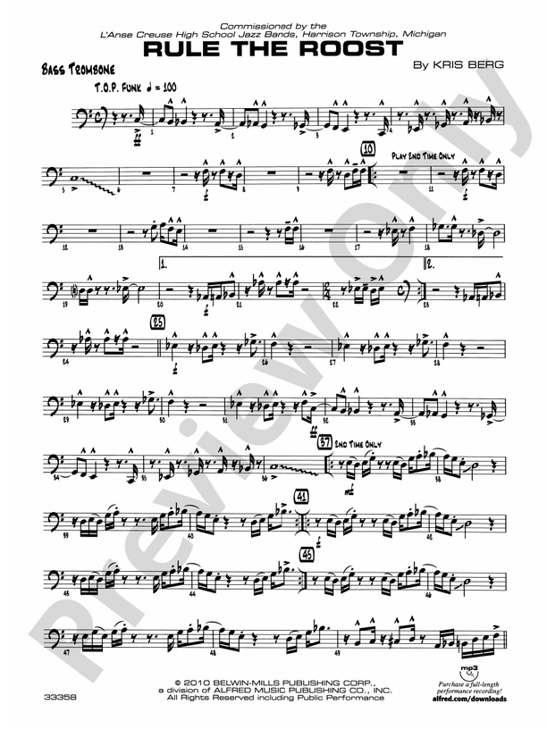 Rule the Roost: 4th Trombone: 4th Trombone Part - Digital Sheet Music Download