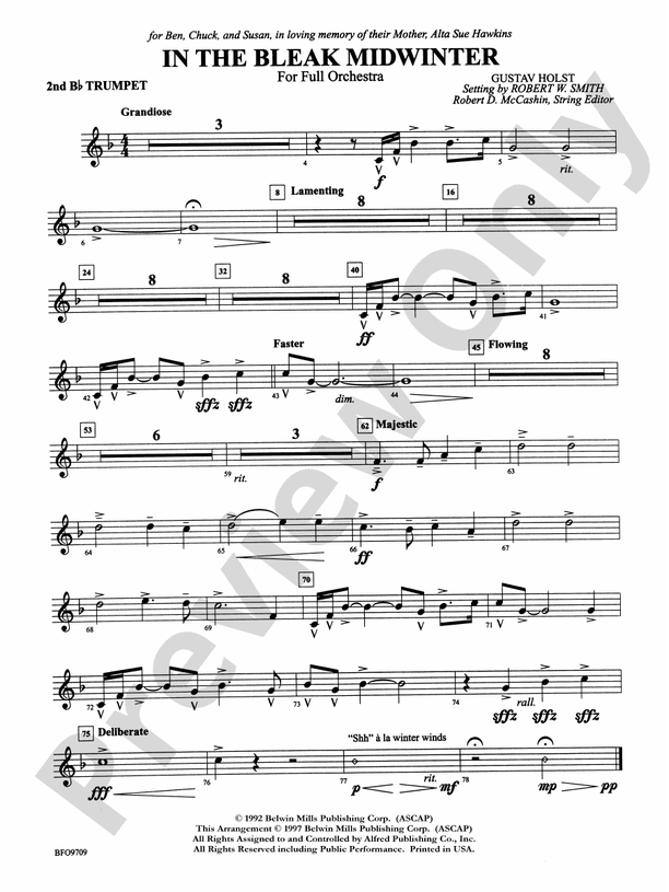 In the Bleak Midwinter: 2nd B-flat Trumpet: 2nd B-flat Trumpet Part ...
