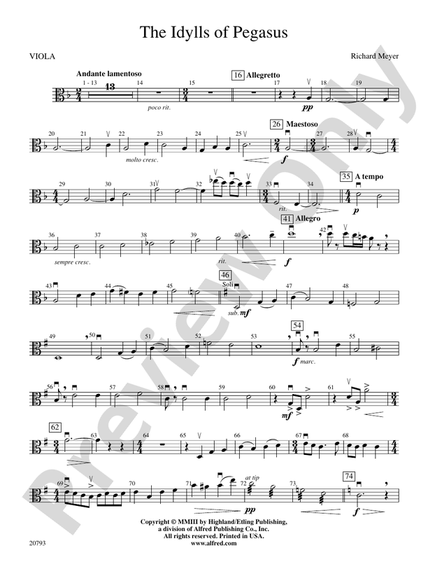 The Idylls of Pegasus: Viola: Viola Part - Digital Sheet Music Download