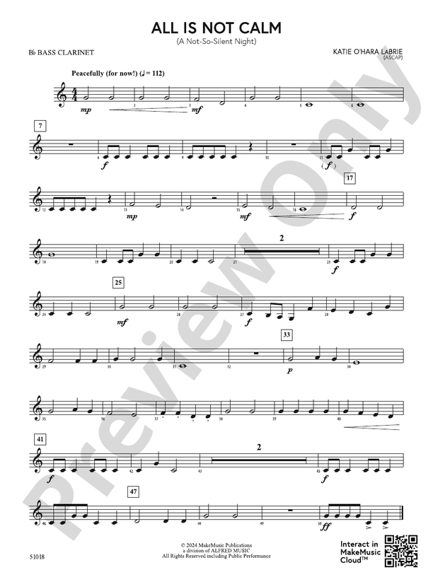 All is NOT Calm: B-flat Bass Clarinet: B-flat Bass Clarinet Part ...