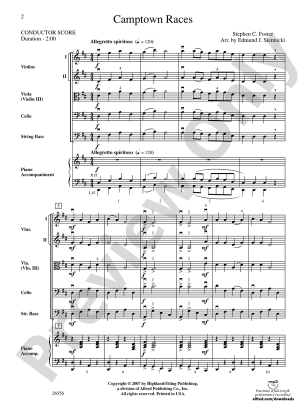 Camptown Races: String Orchestra Conductor Score & Parts: Stephen ...