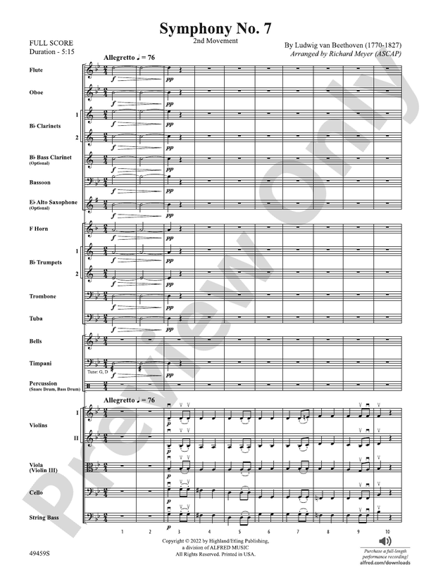 Symphony No. 7: Full Orchestra Conductor Score & Parts: Ludwig van ...