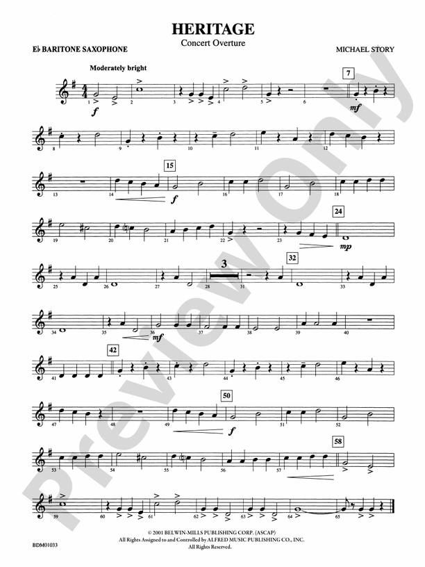 Heritage (Concert Overture): E-flat Baritone Saxophone: E-flat Baritone Saxophone Part - Digital ...