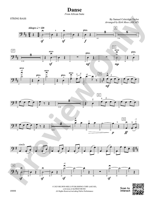 Danse: String Bass: String Bass Part - Digital Sheet Music Download