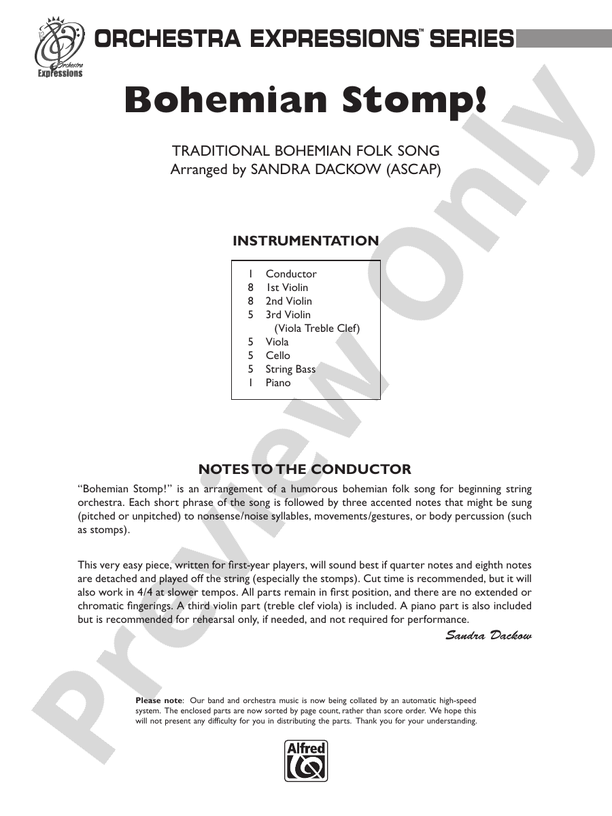 Bohemian Stomp!: String Orchestra Conductor Score & Parts - Digital ...