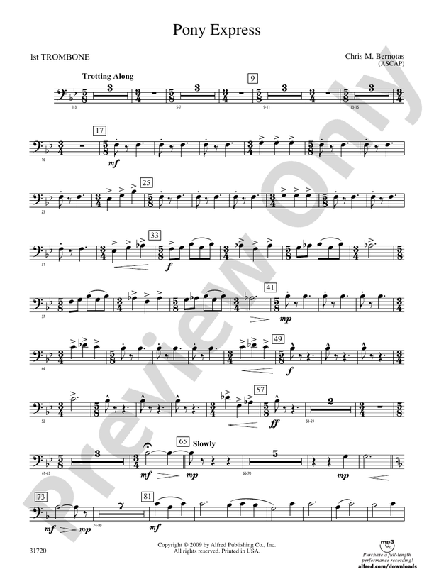Pony Express: 1st Trombone: 1st Trombone Part - Digital Sheet Music ...