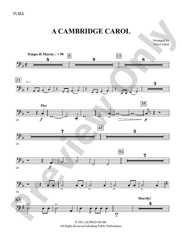 A Cambridge Carol: Tuba: Tuba Part - Digital Sheet Music Download