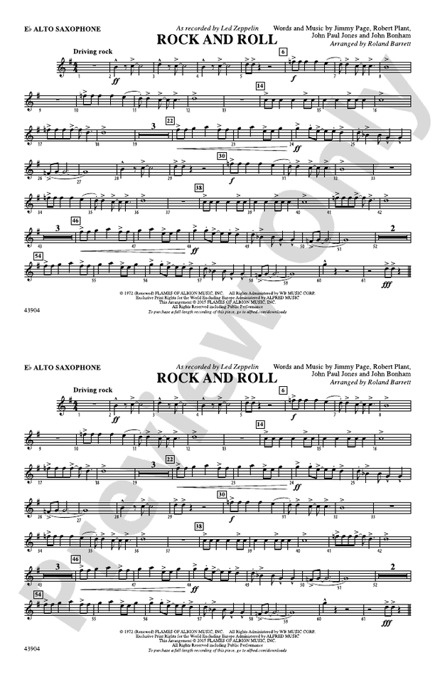 Rock and Roll: E-flat Alto Saxophone: E-flat Alto Saxophone Part ...