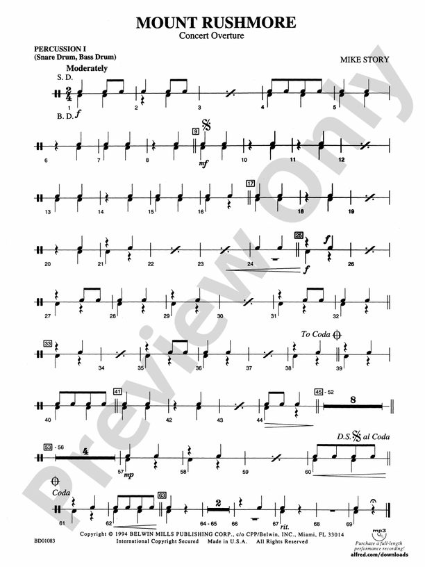 Mount Rushmore: 1st Percussion: 1st Percussion Part - Digital Sheet Music Download
