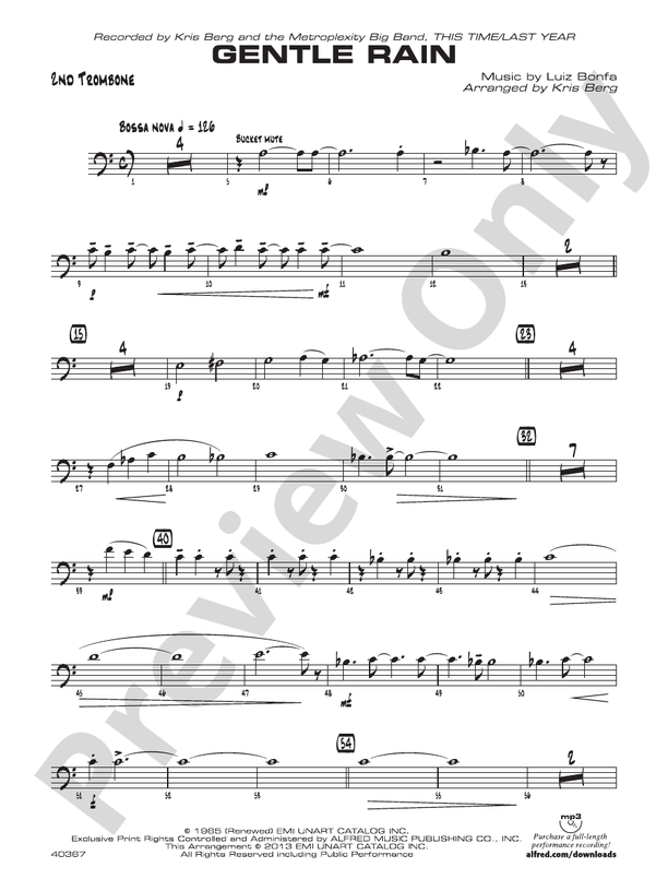 Gentle Rain: 2nd Trombone: 2nd Trombone Part - Digital Sheet Music Download