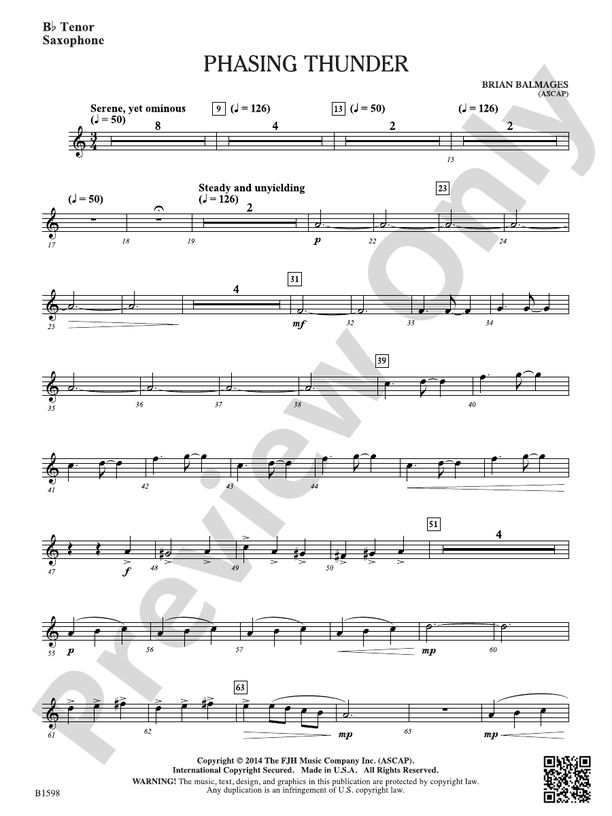 Phasing Thunder: B-flat Tenor Saxophone: B-flat Tenor Saxophone Part ...