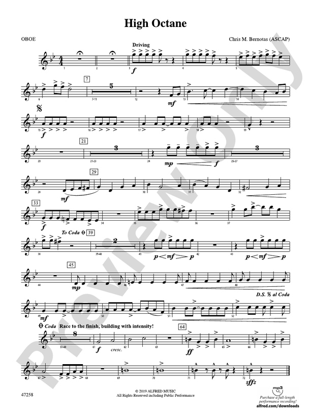 High Octane: Oboe: Oboe Part - Digital Sheet Music Download