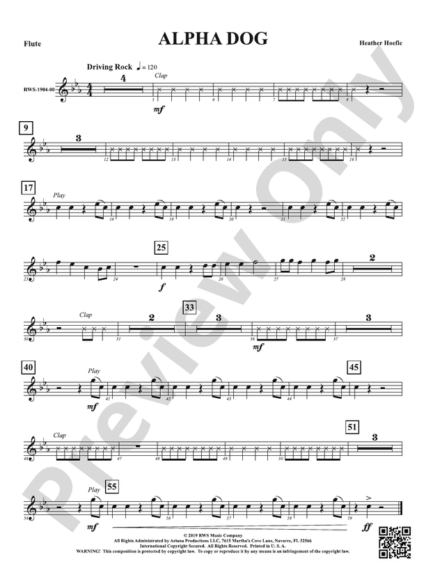Alpha Dog: Flute: Flute Part: Heather Hoefle - Digital Sheet Music Download