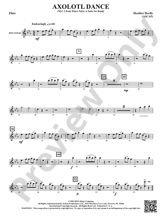 Axolotl Dance - Mvt. 3 from Water Tales: A Suite for Band: 1st Flute ...
