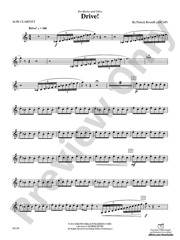 Drive!: 1st B-flat Clarinet: 1st B-flat Clarinet Part - Digital Sheet ...