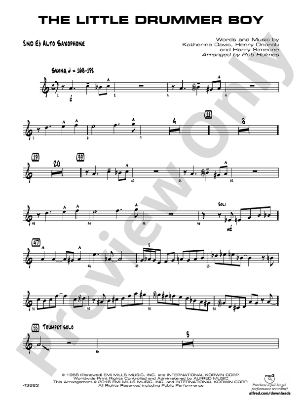 The Little Drummer Boy: 2nd E-flat Alto Saxophone: 2nd E-flat Alto ...