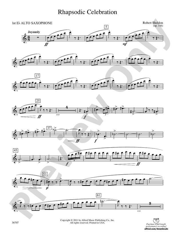 Rhapsodic Celebration: E-flat Alto Saxophone: E-flat Alto Saxophone Part - Digital Sheet Music ...