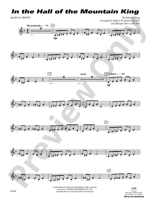 In the Hall of the Mountain King: 2nd B-flat Clarinet: 2nd B-flat ...