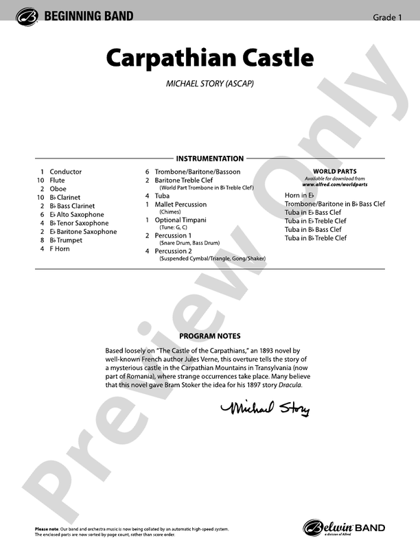 Carpathian Castle: Score: Concert Band Score - Digital Sheet Music Download