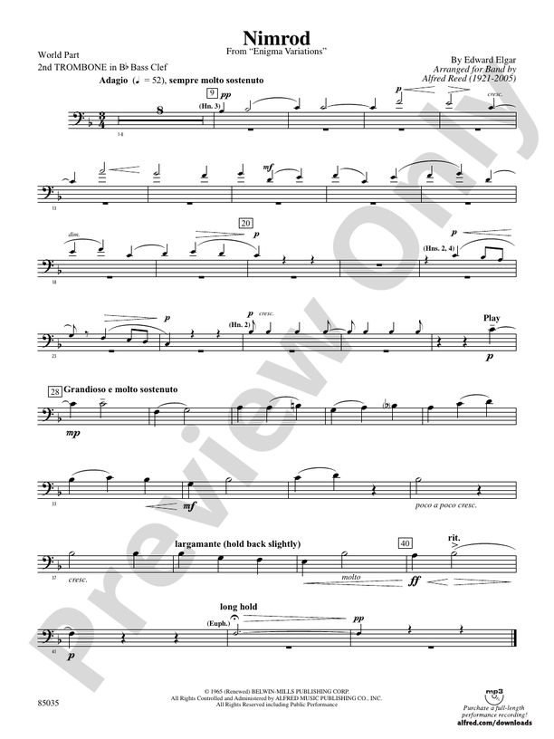Nimrod (from Elgar's Variations): (wp) 2nd B-flat Trombone B.C.: (wp ...