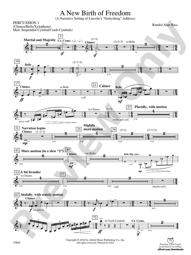 A New Birth of Freedom: 1st Percussion: 1st Percussion Part - Digital ...