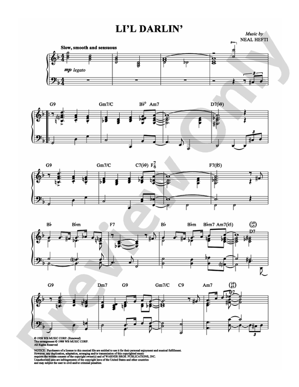 Li'l Darlin': Piano: Neal Hefti - Digital Sheet Music Download