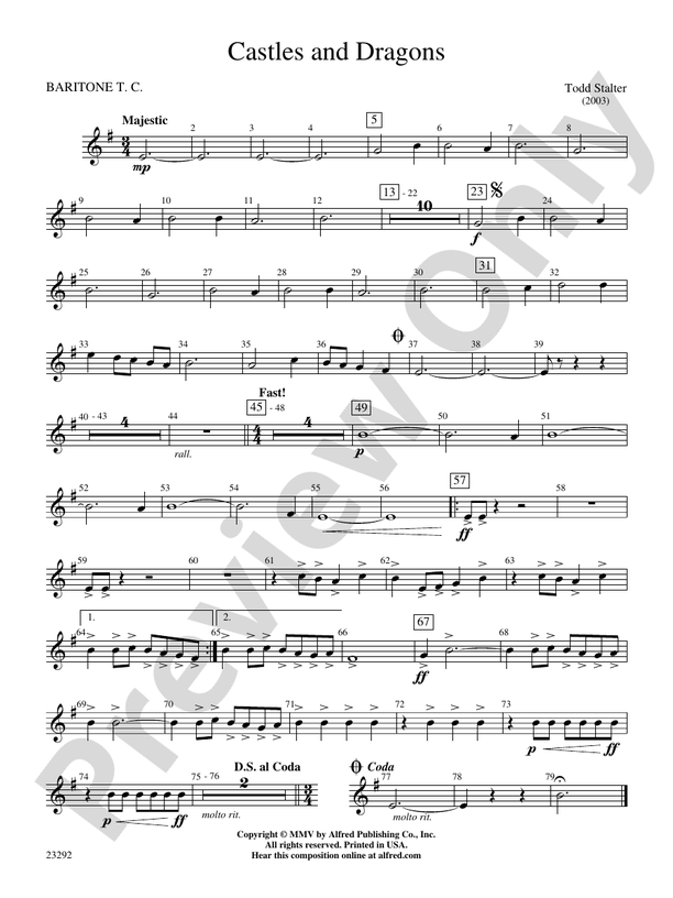 Castles and Dragons: Baritone T.C.: Baritone T.C. Part - Digital Sheet ...