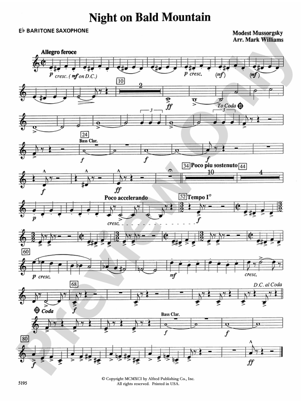 Night on Bald Mountain: E-flat Baritone Saxophone: E-flat Baritone Saxophone Part - Digital ...