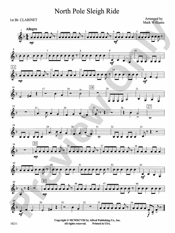 North Pole Sleigh Ride: 1st B-flat Clarinet: 1st B-flat Clarinet Part ...