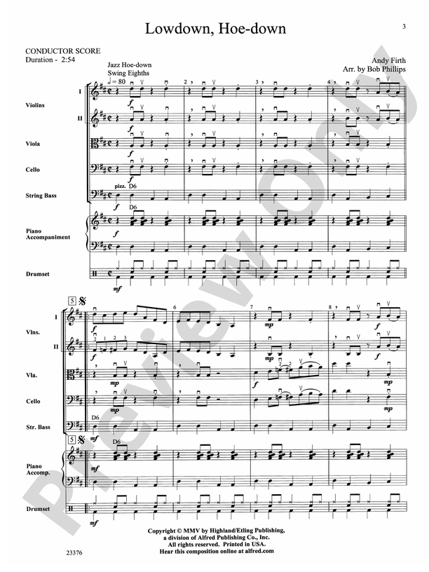 Lowdown, Hoe-down: Score: String Orchestra Score - Digital Sheet Music Download