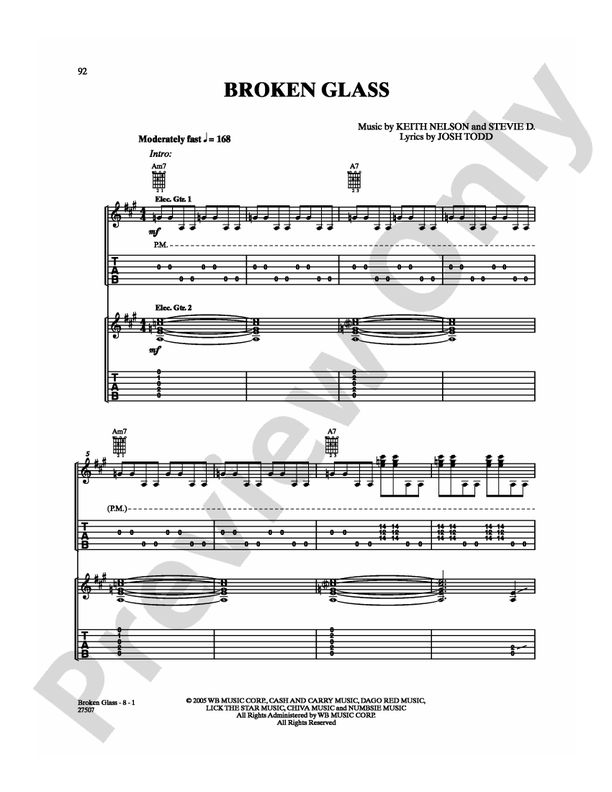 Broken Glass: Guitar TAB: Buckcherry - Digital Sheet Music Download