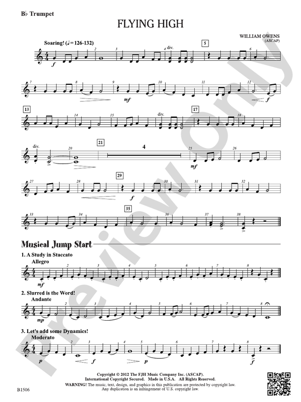 Flying High: B-flat Trumpet: B-flat Trumpet Part: William Owens ...