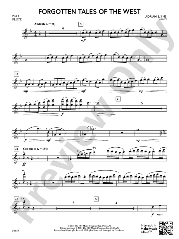 Forgotten Tales of the West: Part 1 - Flute: Part 1 - Flute Part - Digital Sheet Music Download