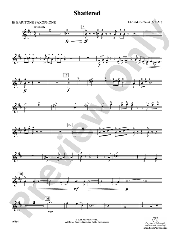 Shattered: E-flat Baritone Saxophone: E-flat Baritone Saxophone Part - Digital Sheet Music Download