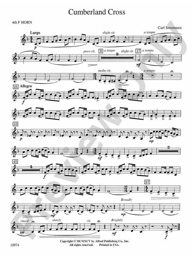 Cumberland Cross: 4th F Horn: 4th F Horn Part - Digital Sheet Music ...