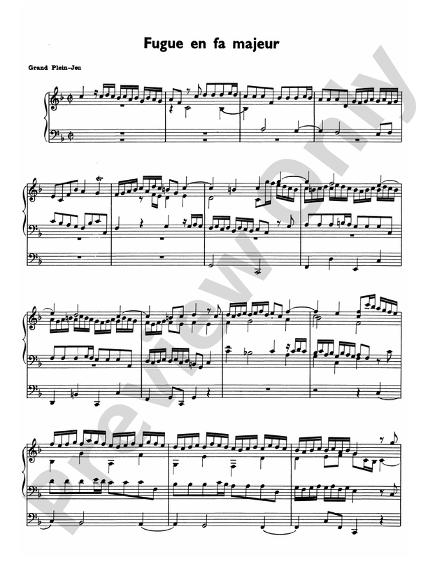 Bach: Organ Works: Fugue in F Major Part - Digital Sheet Music Download