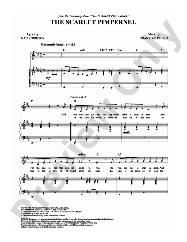 The Scarlet Pimpernel: Piano/Vocal/Chords: Frank Wildhorn - Digital ...